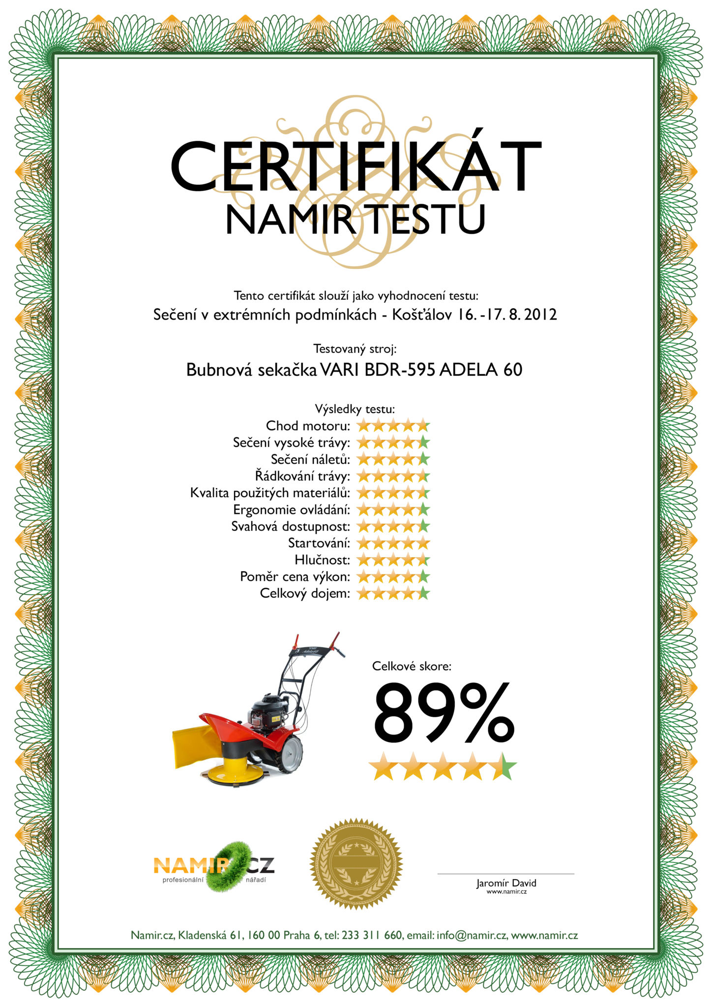 Video Test bubnové sekačky BDR-595 ADÉLA 60 VARI - 4. místo, 89% | NAMIR